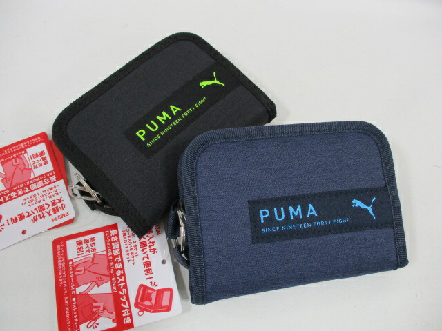 【楽天市場】PUMA プーマ 財布 2つ折り ウォレット 小銭入 コインケース ストラップ付 小学生 男の子 PM384 ラウンドファスナーコンパクト ブラック ネイビー メール便可：シューズ ...