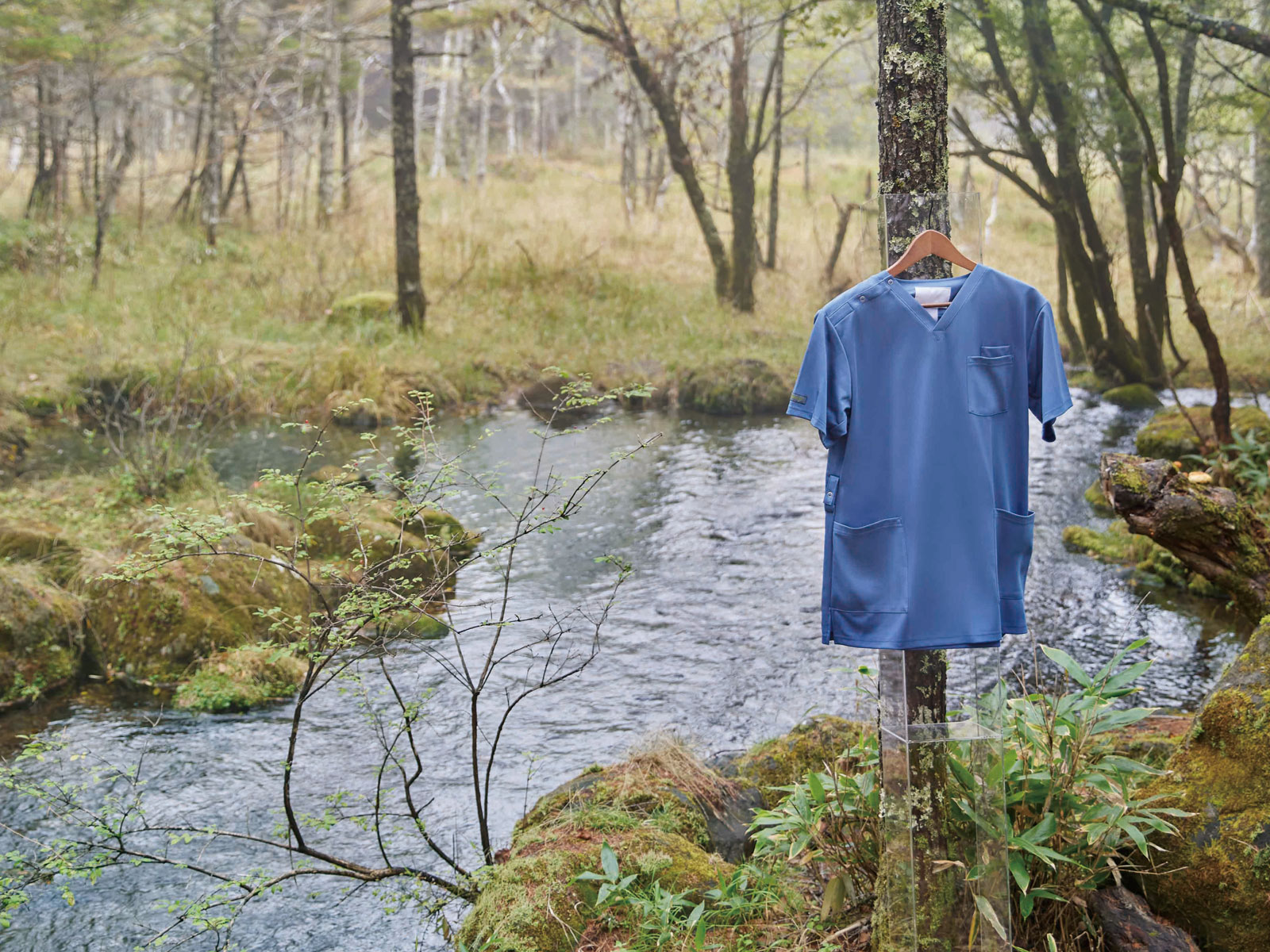 【楽天市場】白衣 男女兼用 サスティナブルスクラブ 接触冷感素材 EARTH SONG PRO FUNCTION ブルー ピンク パープル ベージュ オリーブ ループ付き S～EL Naway ...