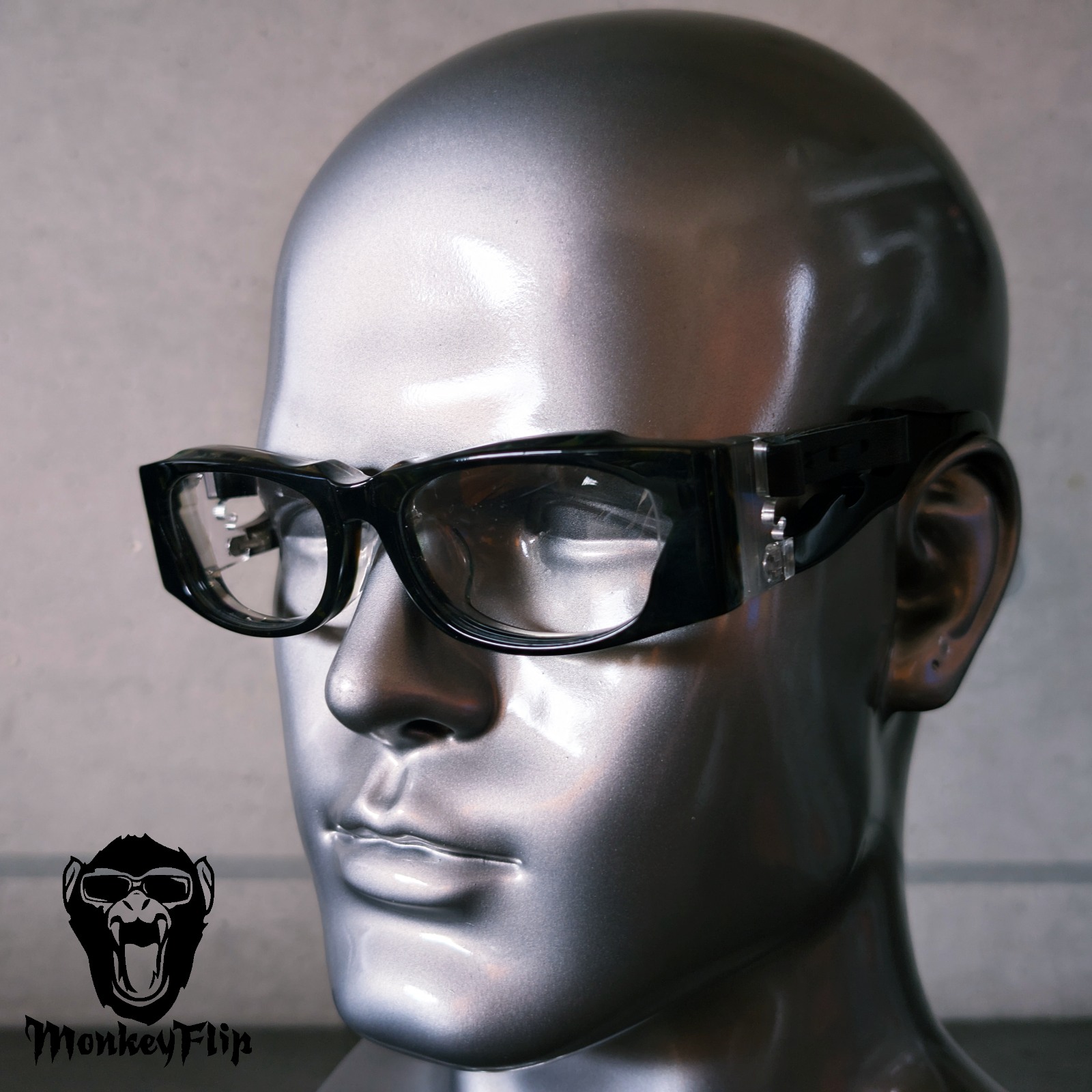 【楽天市場】【メガネ】 MonkeyFlip 飛猿-とびざる c.6 ブラックマーブルグリーン×ブラックレザー（スクエア・ダミーレンズ・伊達メガネ・フレーム・眼鏡・めがね・サングラス・かっこ ...