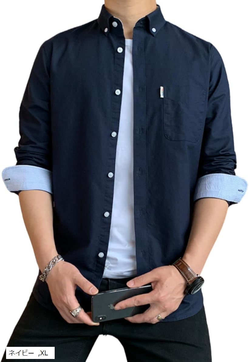 【楽天市場】シャツ メンズ 秋服 カジュアル ワイシャツ ビジネス 長袖 オックスフォード ワークシャツ トップス 無地 綿100 袖デザイン ...