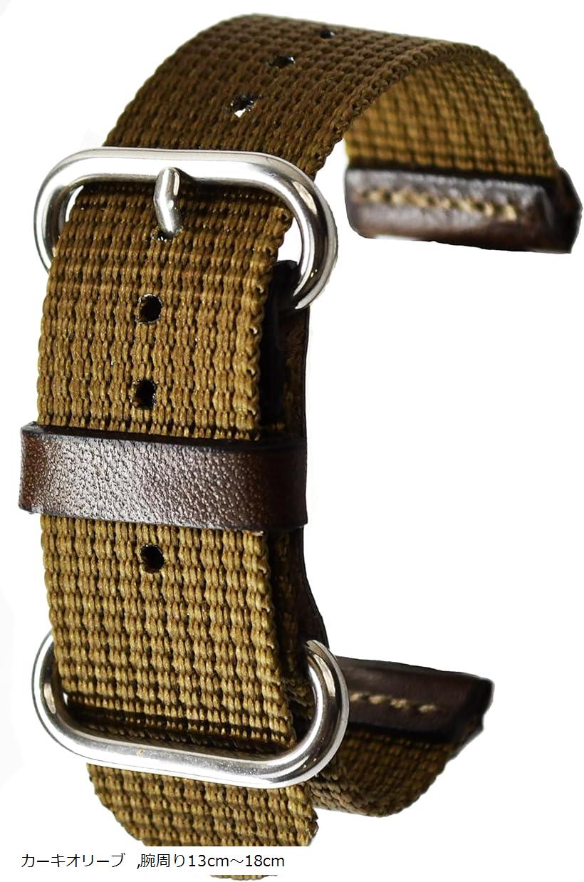 【楽天市場】atelierCODEL 腕時計 ベルト 職人が付け心地を追求 ミリタリー ナイロン 革 バンド ラグ幅 22mm 腕周り13cm～18cm カーキオリーブ (カーキオリーブ ...