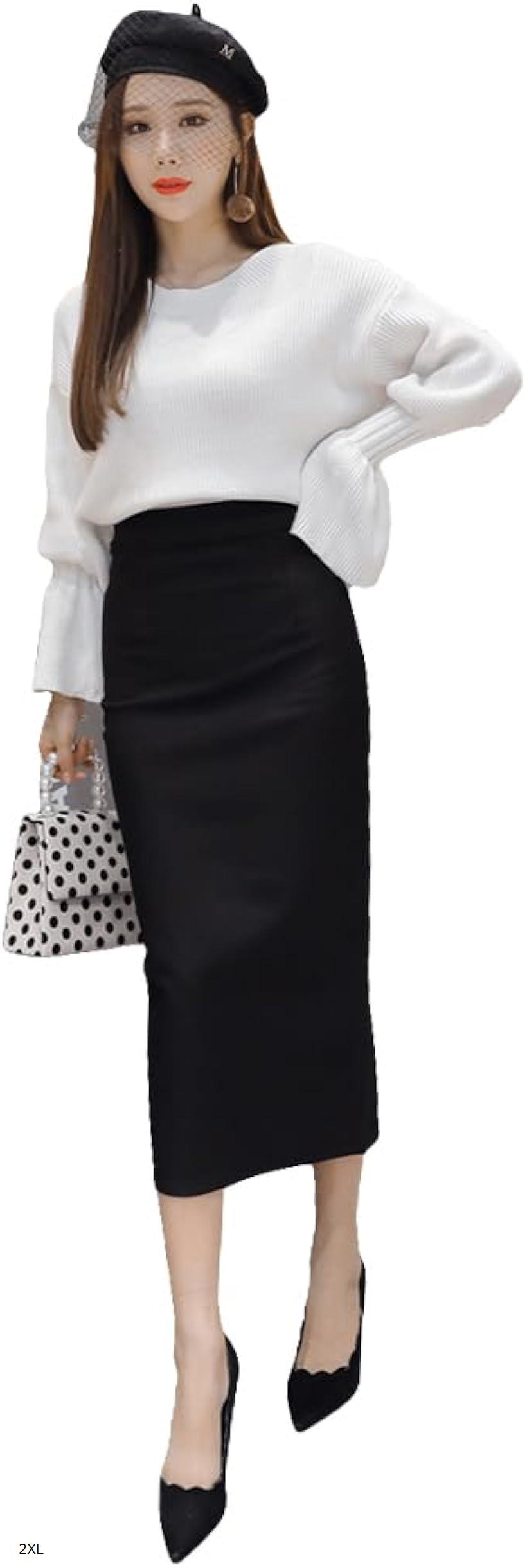 【楽天市場】ロングスカート タイト 伸びる 大きいサイズ スリット ペンシルスカート ストレッチ XXL(ブラック, 2XL)：スピード発送 Reapri（リアプリ）