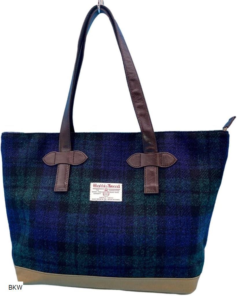 【楽天市場】Harris Tweed ハリスツイードxパラフィン帆布の横型トート、牛革付属、天ファスナー付き WG2422-BKW(BKW)：スピード発送 Reapri（リアプリ）