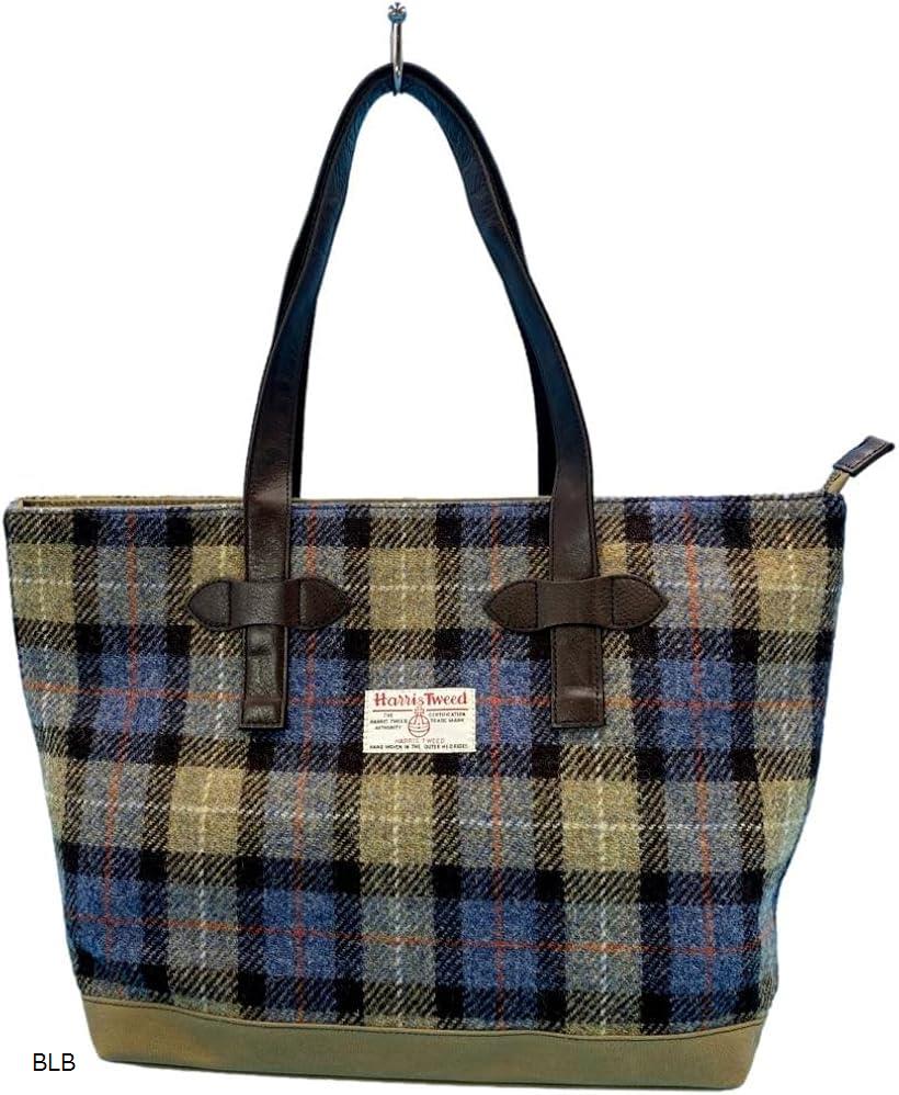 【楽天市場】Harris Tweed ハリスツイードxパラフィン帆布の横型トート、牛革付属、天ファスナー付き WG2422-BLB(BLB)：スピード発送 Reapri（リアプリ）