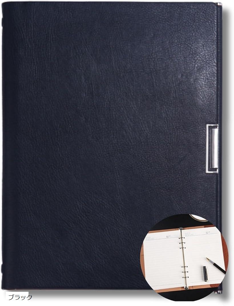 【楽天市場】システム手帳 A5 6穴 手帳カバー メモ帳 スケジュール帳 ビジネス ノート(ブラック)：スピード発送 Reapri（リアプリ）