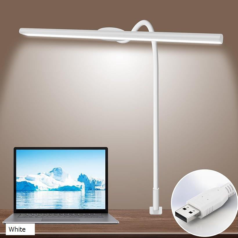 【楽天市場】デスクライト LED 10段階調光 3段階調色 クリップライト 非対称配光 高輝度 12W 卓上ライト 360度回転アーム タイマー 日本語説明書付き USB白( White ...