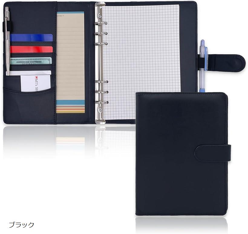 【楽天市場】システム手帳 A5 デスクサイズ かわいい PUレザー 6穴リング 4種類 リフィル付属 ポケット ペンホルダー搭載 OF390(ブラック, A5)：スピード発送 Reapri（リアプリ）