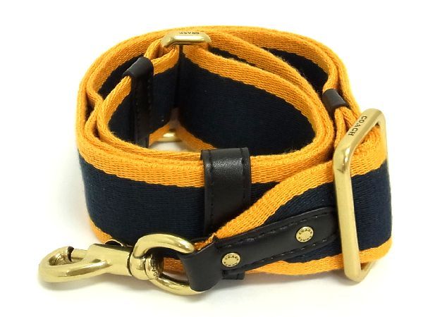 【楽天市場】 新品同様 COACH コーチ キャンバス ゴールド金具 ショルダーストラップ バッグ用 肩掛け用 ネイビー系×イエロー系 ...