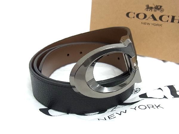 【楽天市場】 新品 未使用 COACH コーチ 91305 シグネチャー バックル カット トゥ サイズ リバーシブル ベルト レザー メンズ ...