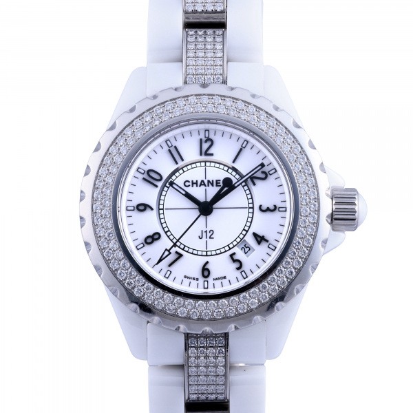 【楽天市場】シャネル CHANEL J12 ベゼル二重ダイヤ・ブレスダイヤ H1420 ホワイト文字盤 中古 腕時計 レディース：ジェム ...