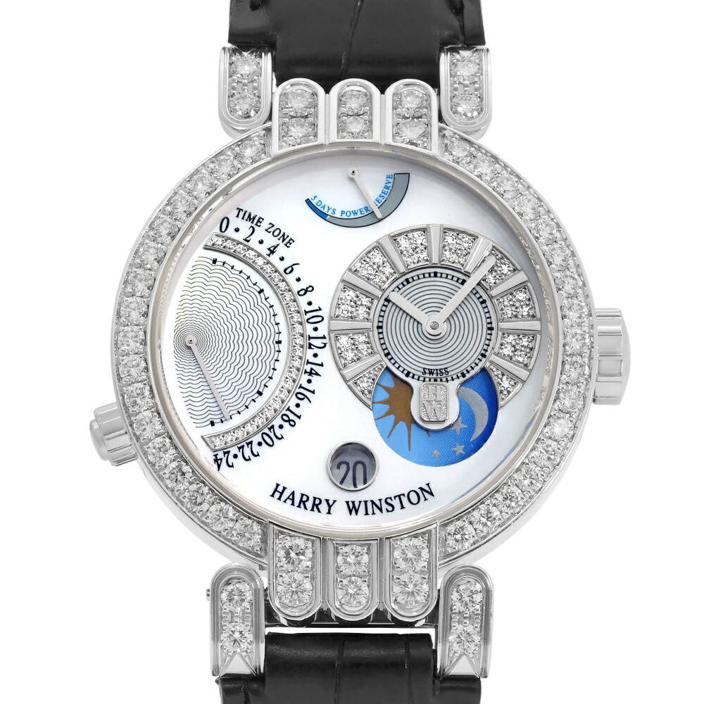 【楽天市場】ハリー・ウィンストン HARRY WINSTON プルミエール エキセンター タイムゾーン 200-MMTZ39W ホワイト文字盤 ...
