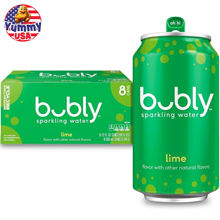 【楽天市場】バブリー ライム スパークリング ウォーター 355ml 8 缶パック bubly Lime Sparkling Water, 12 fl oz, 8 Pack Cans 日本未 ...