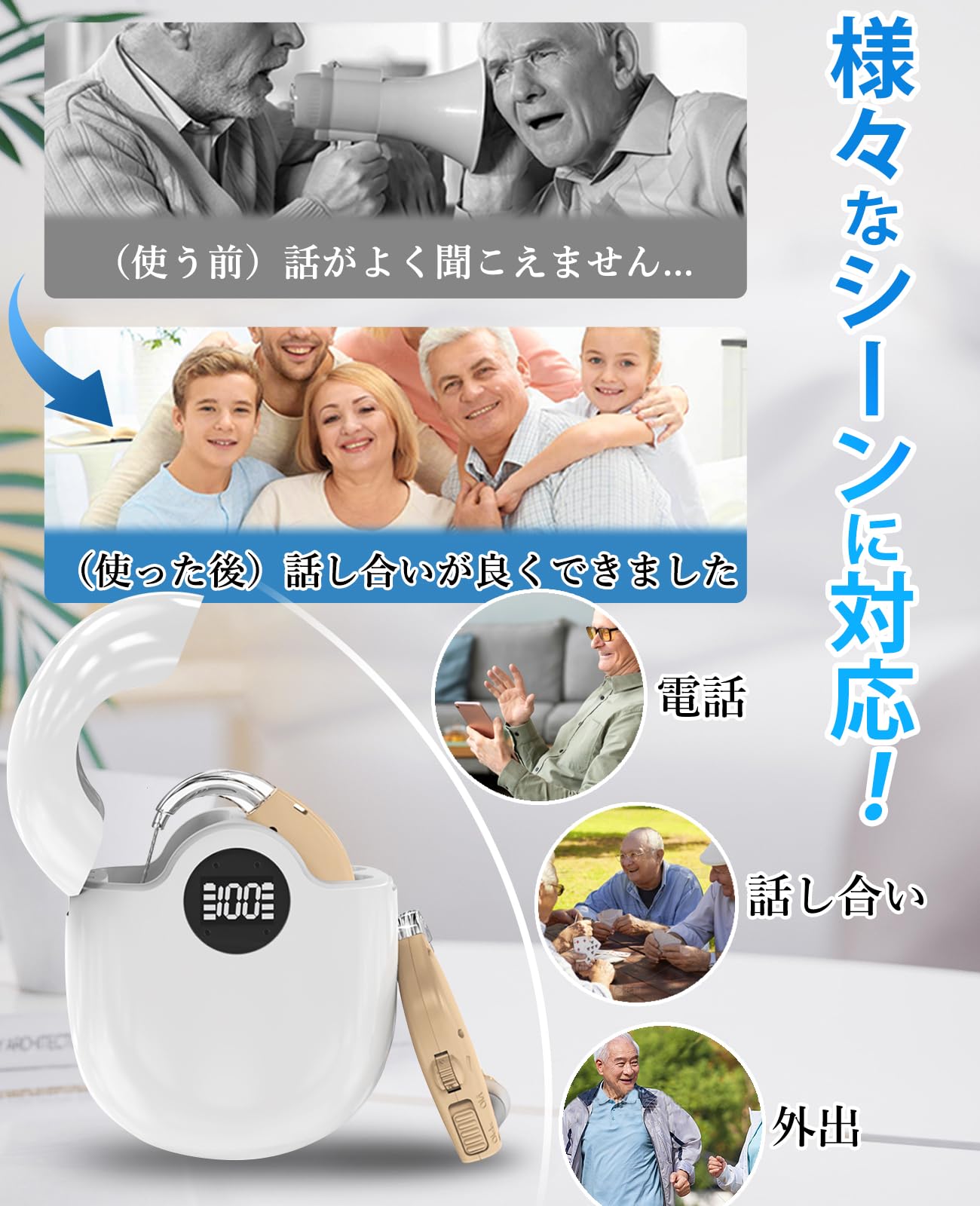 【楽天市場】集音器 充電式 耳掛け式 デジタル 軽量 補聴器の代わりに 超軽量 簡単操作：Yuri Yuri Fashion