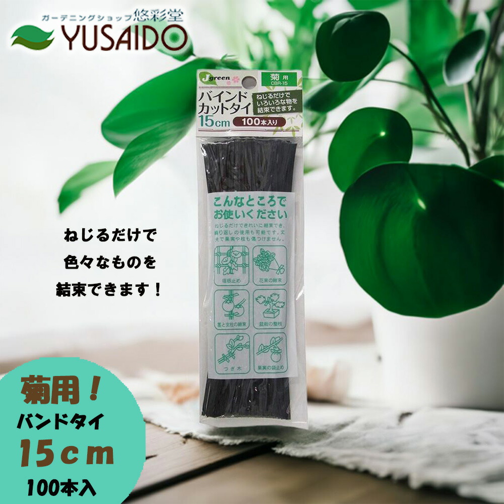 【楽天市場】【ポイント5倍】ジャステム バンドカットタイ 15cm 菊用 CBR-15 100本入りビニタイ ビニールタイ 結束 バンド 緑 添木 垣根 整枝 口止め 支柱 支え 茎 枝 ...