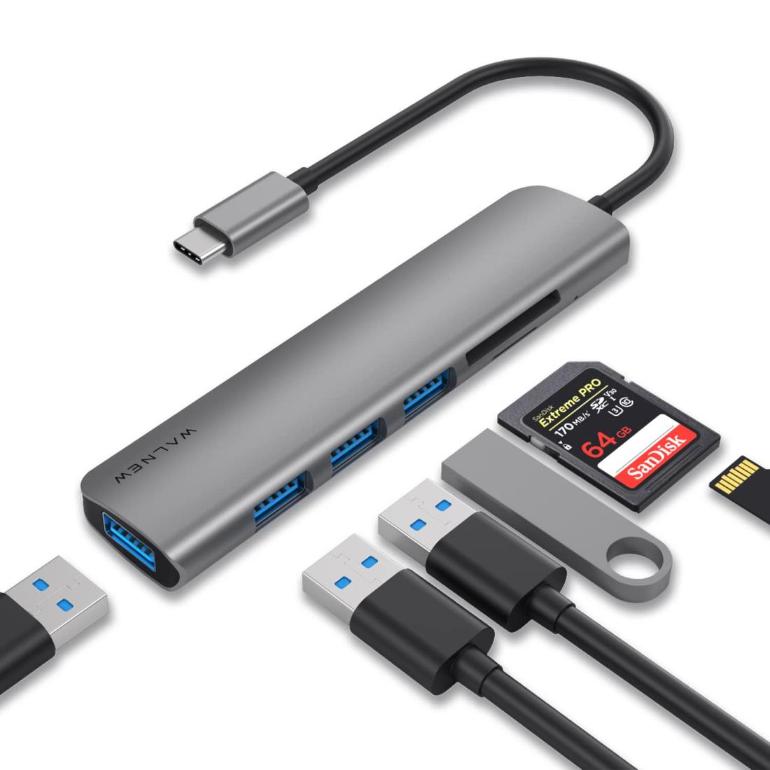 【楽天市場】USB C ハブ 6in1 USB Type C WALNEW HUB 変換アダプタ USB 3.0ポート4つ 高速データ転送 ...