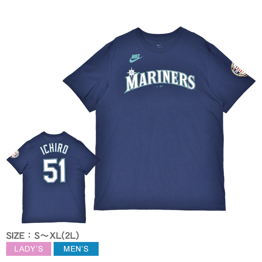 【楽天市場】ナイキ 半袖Tシャツ NIKE マリナーズ イチロー ネーム＆ナンバー HOF（殿堂入り）記念Tシャツ メンズ レディース ...