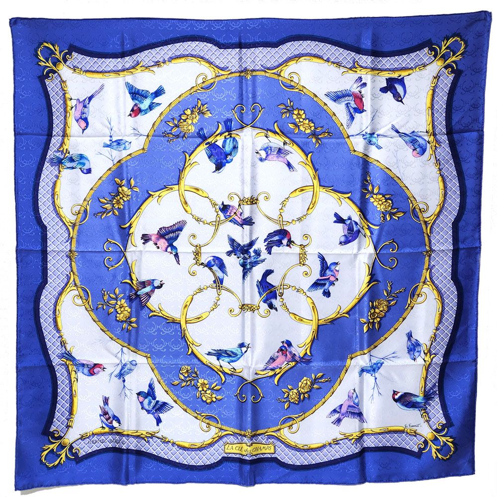 【楽天市場】エルメス HERMES スカーフ カレ90 LA CLE des CHAMPS ｢自由の天地への鍵｣シルク ブルー バンダナ：ZEIT 楽天市場店