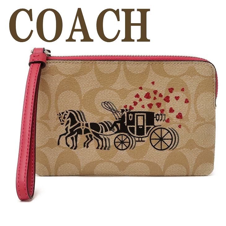 【楽天市場】コーチ COACH ポーチ レディース クラッチバッグ ハンドポーチ 財布 iPhone ケース ホースキャリッジ ハート ピンク ...