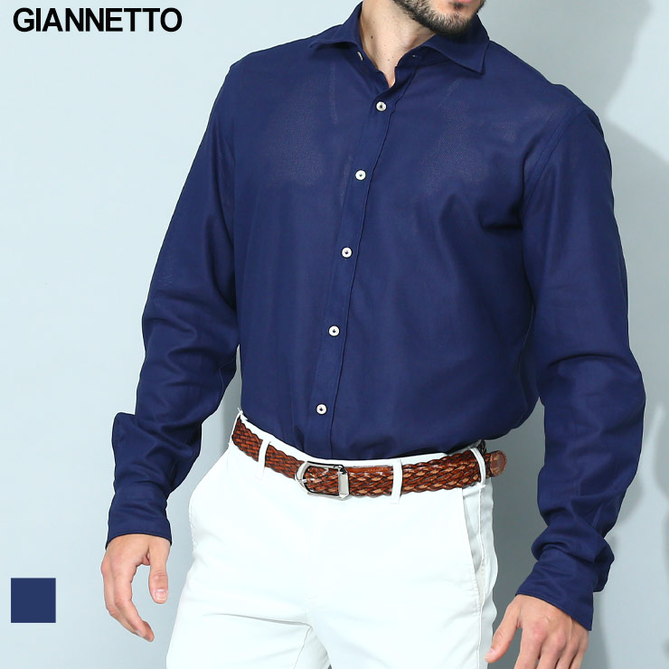 【楽天市場】【クーポン利用で1,000円OFF】ジャンネット シャツ GIANNETTO 長袖シャツ メンズ 鹿の子 無地 紺 ネービー ブランド トップス 綿100％ コットン 大きいサイズ ...
