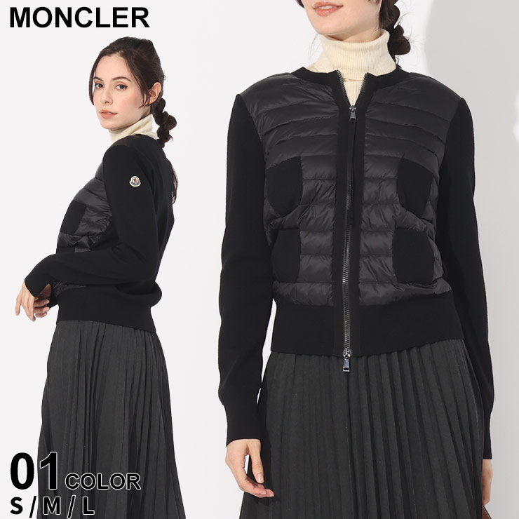 【楽天市場】モンクレール ダウンレディース ニット MONCLER カーディガン ニット フロントダウン ジャケット クロ 黒 ブランド ...