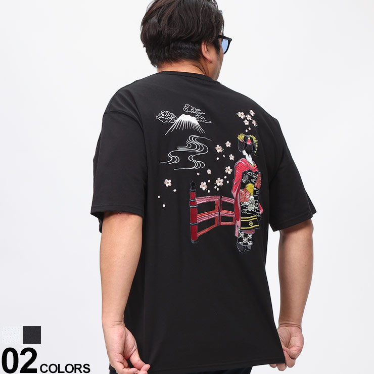 【楽天市場】Contribe (コントライブ) 桜×舞妓 和柄刺繍 クルーネック 半袖 Tシャツ 43702802 大きいサイズ メンズ ...
