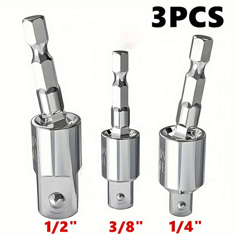 【楽天市場】1/3個、1/2、3/8、1/4変換ジョイント、360度六角シャンク四角ヘッド接続ロッド、電動工具アクセサリー：Terapower