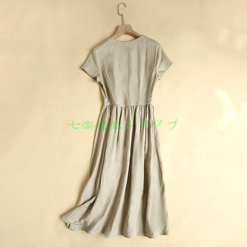 【楽天市場】ワンピース Aライン シャツワンピース 麻 リネン Vネック Aライン ミモレ丈 ファッション レディス レディース 春夏 新作 20代 30代 40代 50代 60代 ...