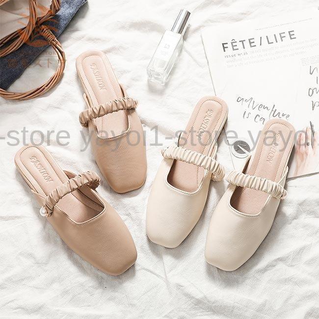 【楽天市場】パンプスサンダル レディース サンダル ミュール フラット底 スクエアトゥ スリッパ 前詰まり PU パンプス カカト無し 夏 オフィス 靴：zeroandone