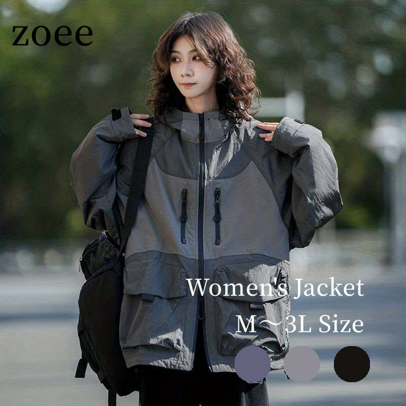 【楽天市場】【2025春新作】マウンテンパーカー ジャケット レディース アウター ジャンパー ブルゾン フード 長袖 春/秋 グレー/パープル/ブラック M/L/2L/3L l1t10 ...