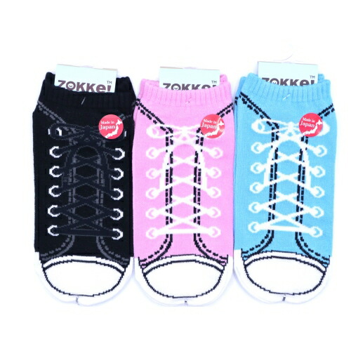 【楽天市場】【送料無料】 おもしろソックス (シューズ柄) (ブラック・ピンク・ブルー) (23-25cm) (3足セット)みっとめるへん社 ...