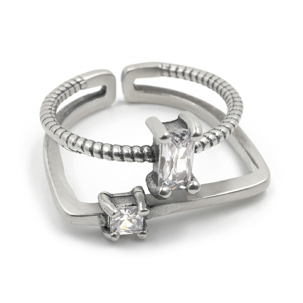 【楽天市場】シルバー925 リング ジルコニア レディース 指輪 フリーサイズ オープンリング 二連風 キュービックジルコニア CZ 重ね付け ダブルライン シンプル シルバー silver ...