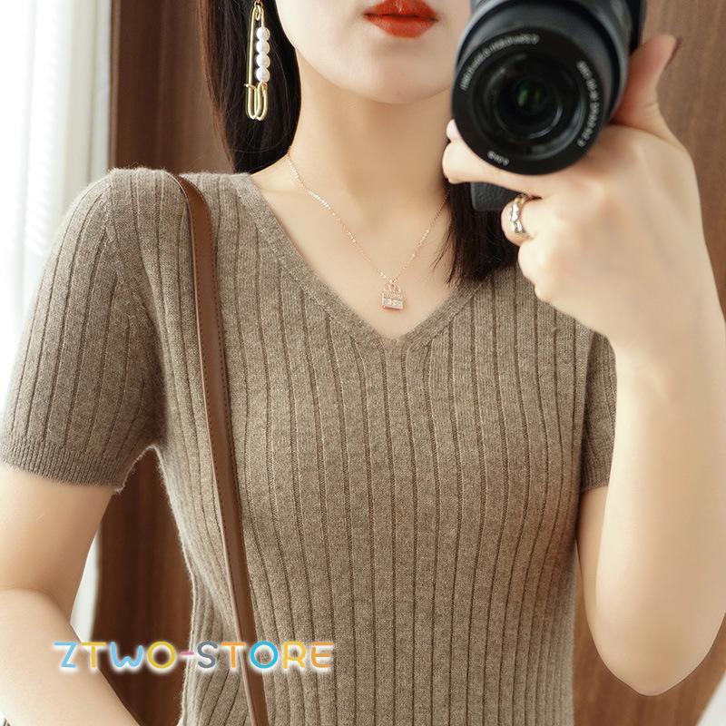 【楽天市場】リブニット サマーニット リブニット Vネック 半袖 クルーネック ノースリーブ ハイゲージリブ 選べるネック 春 夏 レディース：Ztwo楽天市場店
