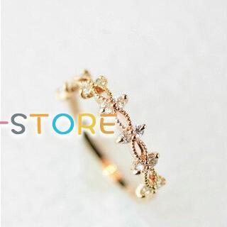 【楽天市場】指輪 レディース ダイヤ お花 エタニティリング レース ゴールド 18KGP CZダイヤ 彼女 プレゼントアクセサリー：Ztwo楽天市場店