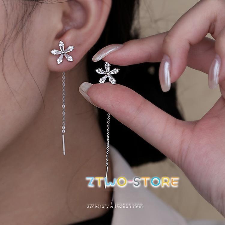 【楽天市場】ピアス レディース お花 チェーン アメリカンピアス 揺れる フラワー シルバー ゴールド 18kgp 上品 おしゃれ 女性 ギフト：Ztwo楽天市場店