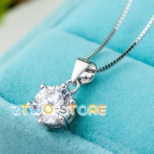 【楽天市場】ネックレス レディース 1カラット 一粒ダイヤ 大粒 ペンダントトップ シルバー925 プラチナ仕上げ プレゼント 母の日ギフト：Ztwo楽天市場店