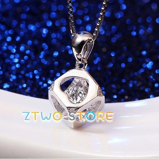 【楽天市場】ネックレス キューブ 四角 ハート レディース czダイヤ シルバー925プラチナ仕上げ プレゼント 母の日ギフト：Ztwo楽天市場店