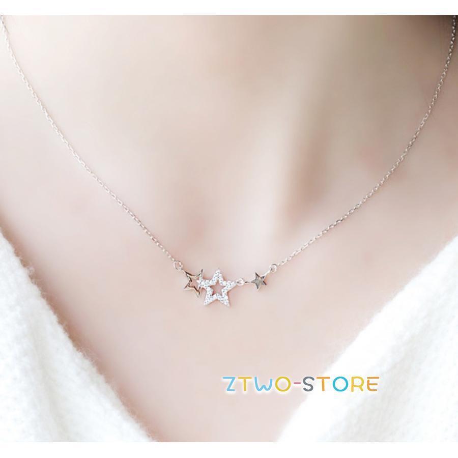 【楽天市場】ネックレス レディース 20代30代 星形 星ペンダント ダイヤcz 3連 シルバー925 彼女 妻 誕生日プレゼント ギフト 母の日ギフト：Ztwo楽天市場店