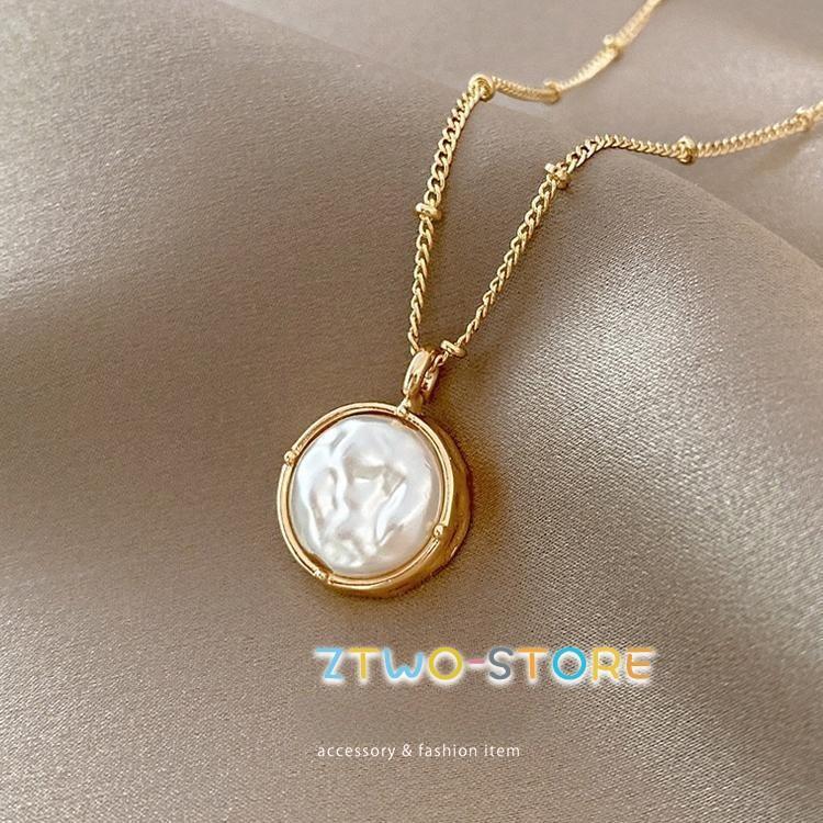 【楽天市場】ネックレス レディース パール 不規則 円 プレート ボールチェーン ゴールド おしゃれ 18KGP プレゼント トレンドアイテム：Ztwo楽天市場店