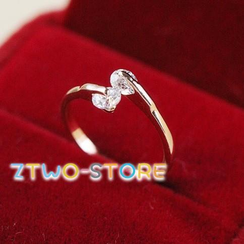 【楽天市場】指輪 レディース 2粒ダイヤ フリーサイズ ゴールド 18KGP CZダイヤ ファッション アクセサリー 女性 プレゼント：Ztwo楽天市場店