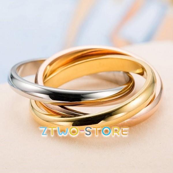 【楽天市場】指輪 レディース ステンレス 三色リング 贅沢 シルバー ゴールド ピンクゴール 18KGP レディースアクセサリー 女性：Ztwo楽天市場店