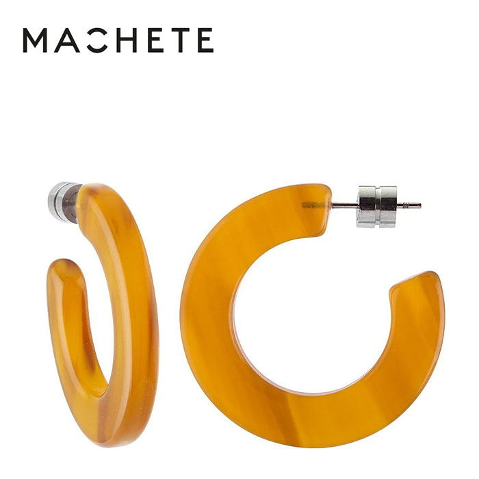 【楽天市場】【待望の最新作】≪MACHETE≫ マシェット マーブル ブラウン オレンジ フープ ピアス Lサイズ (Cognac ...