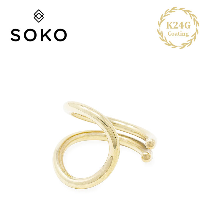 【楽天市場】【GISELe / JJ 雑誌掲載】【再入荷】≪SOKO≫ ソコ ラウンド カーブ ダブルライン ゴールド リング 24金仕上げ Rhoda Statement Ring ...